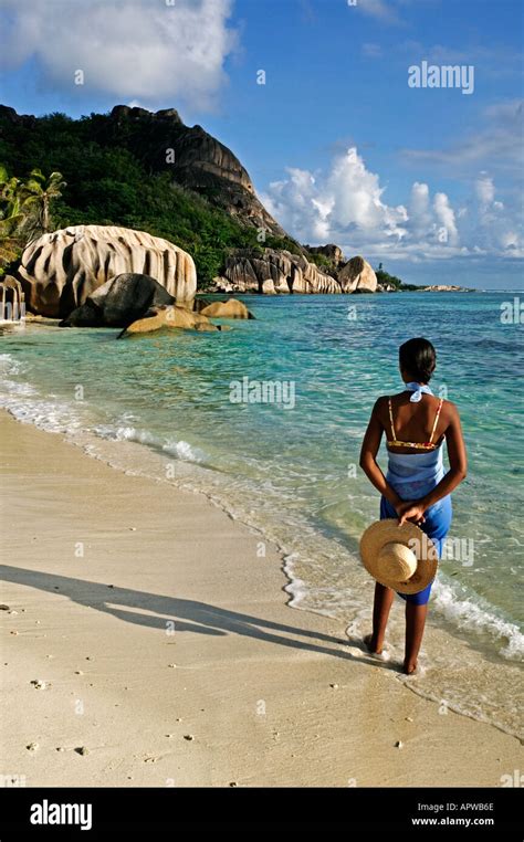 Woman Standing On Beach Model Released Anse Source D Argent Beach La
