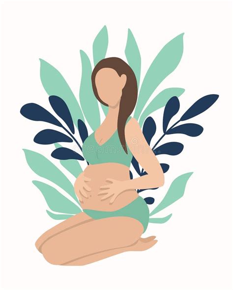 Ilustração Desenhada Por Vetor De Uma Menina Grávida Abraçando Sua