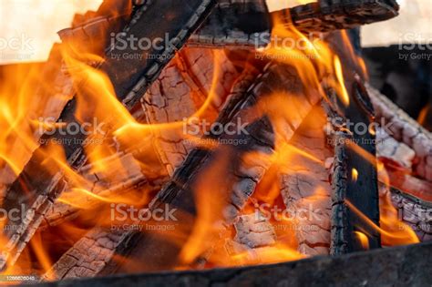 그릴의 불 불타는 석탄 장작 화상 고기에 대한 스톡 사진 및 기타 이미지 고기 굽기 노랑 Istock