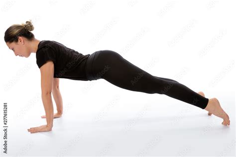 Phalakasana Yoga Pose Plank Pose Yoga Poses Woman Isolated With