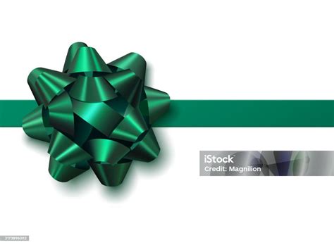 흰색 배경에 리본을 가진 빛나는 녹색 선물 활 벡터 일러스트 레이 션 0명에 대한 스톡 벡터 아트 및 기타 이미지 0명 12월 3차원 형태 Istock