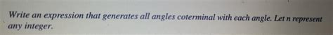solved write an expression that generates all angles