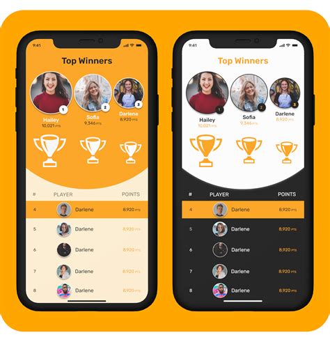 LEADER BOARD APP SCREEN DARK AND LIGHT MODE On Behance