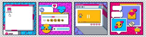 Retro Computer Interface Social Media Posts Vector Art At