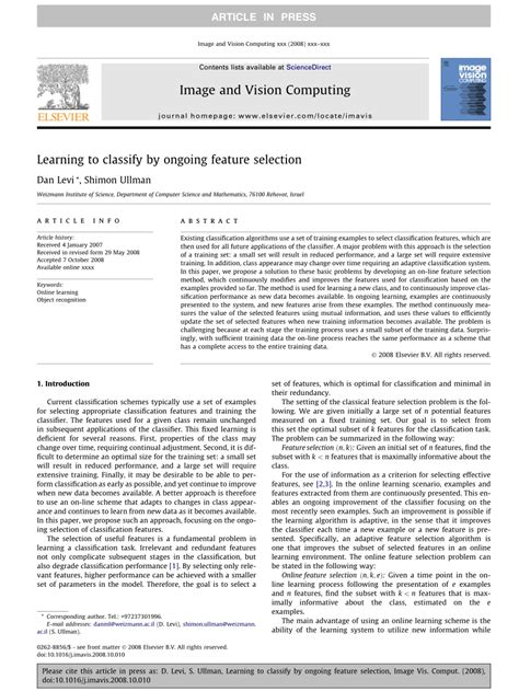 Pdf Learning To Classify By Ongoing Feature Selection
