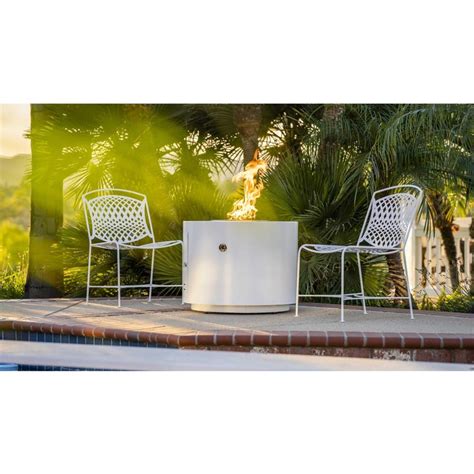 Mia White Concrete Metal Match Lit Liquid Propane Outdoor Fire Pit 30