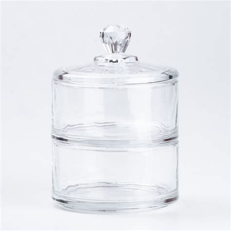 Цукерниця дворівнева скляна Lirmartur Прозорий 300 мл зі скляною кришкою кругла гладенька