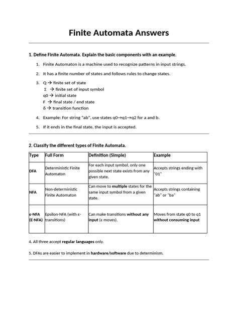 Finite Automata Answers Pdf Automata Theory Regular Expression