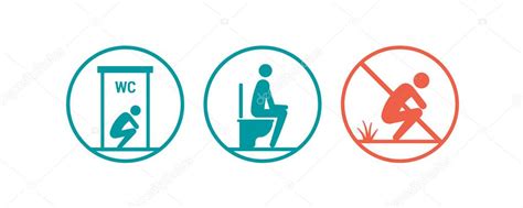 Detener La Defecación Al Aire Libre Y El Conjunto De Iconos De