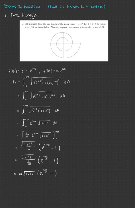 Calculus 2 Lecture Notes Exam 2 Review Fall 21 Exam2extra L 1 Arc Length 10 R E 8 Fy8l