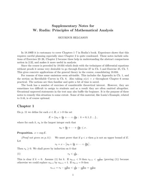Supplementary Remarks On Rudin