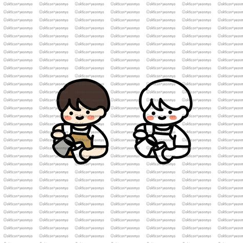 오케이티콘 바리스타 남 아이콘 개별 컬러라인