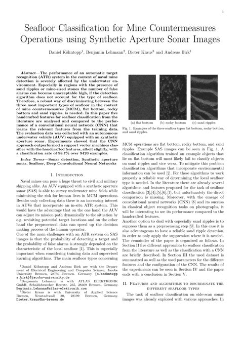 Pdf Seafloor Classification For Mine Countermeasures Operations Using Synthetic Aperture Sonar