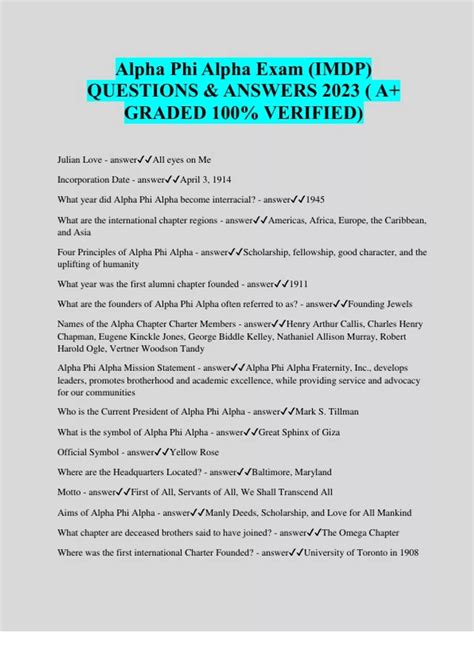 Alpha Phi Alpha Exam IMDP QUESTIONS ANSWERS 2023 A GRADED 100 VERIFIED Alpha Phi