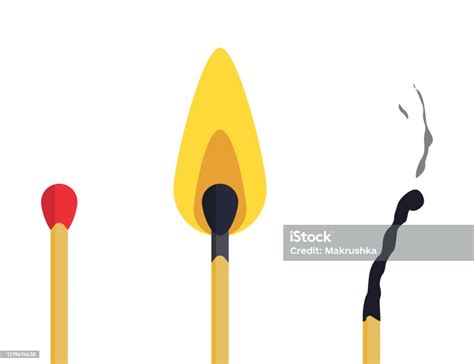 화재 화염 고립 스틱과 일치합니다 불타는 불타는 일치 빛 새로운 일치 불꽃과 연기와 함께 사용 일치합니다 벡터 Eps 10 불에