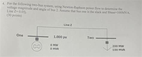 Solved For The Following Two Bus System Using