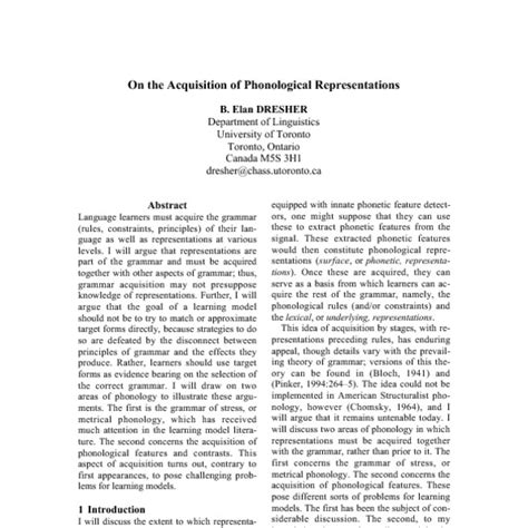 On The Acquisition Of Phonological Representations Acl Anthology