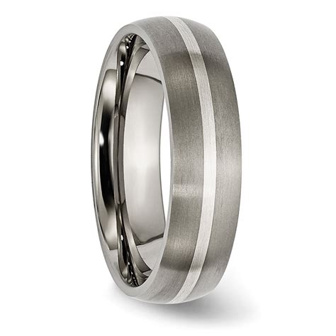 Chisel Titanium Brushed With Silver Inlay 6mm Band Tb139 Ebay