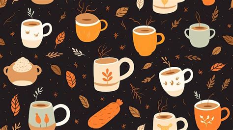 Premium Photo Seamless Cozy Fall Mugs