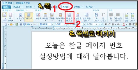 한글 페이지 번호 넣기 네이버 블로그
