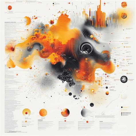 Abstract Orange And Black Circular Pattern With Data Visualization Premium Ai Generated Image
