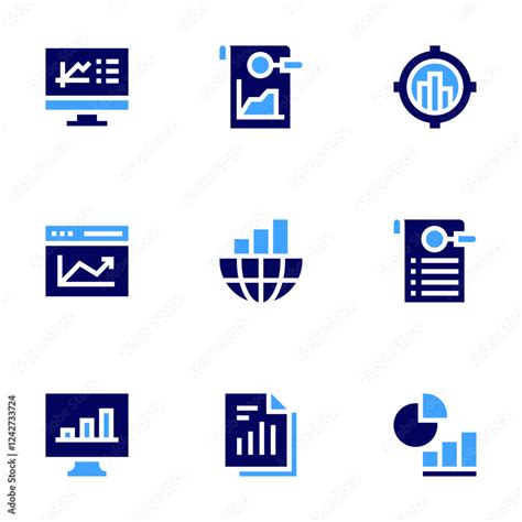 Analysis Icon Set Bold Style Duotone Colors Analysis Global Chart Bargraph Dataanalytics