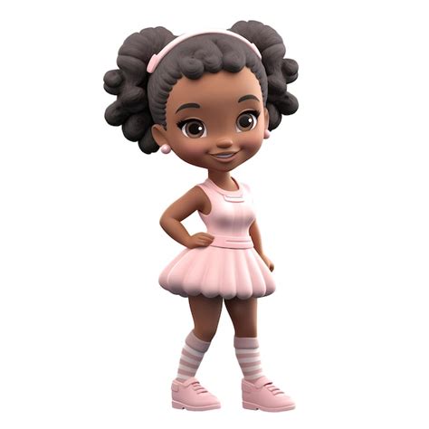 Dibujos Animados De Personajes 3d De Estilo De Animación De Chica Negra