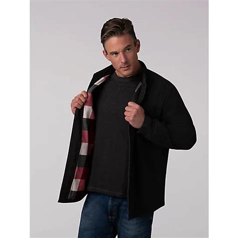 Mens Flannel Lined Canvas Shirt Jacket Lee