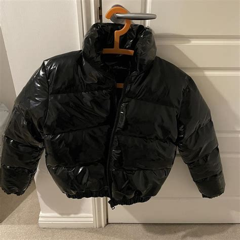 Black Vinyl Puffer Jacket Worn A Few Times Vinyl Depop