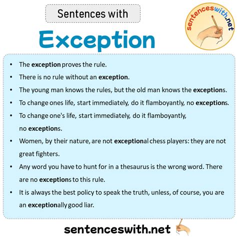 Sentences With Exception Sentences About Exception Sentenceswithnet
