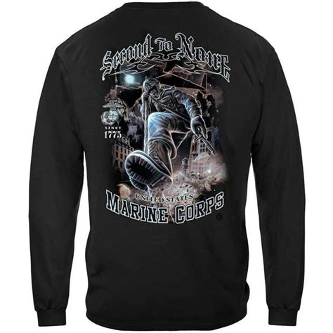Usmc Marines Second To None Long Sleeve T Shirt By Black