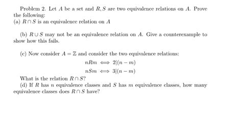 Solved Problem 2 Let A Be A Set And R S Are Two