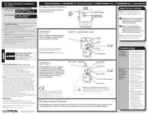 Pdf Powpak Rf Relay Module Install 041493a Lutron Electronics · Rf Relay Module Placement Rf