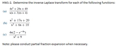 Solved HW1 2 Determine The Inverse Laplace Transform For Chegg