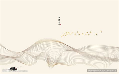 新中式抽象线条山水画设计图其他广告设计设计图库昵图网