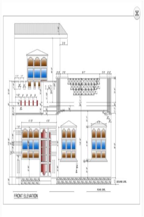 Autocad 2d Model Of An Asian Style 2d Elevations Of A Multistoried Residential Building This