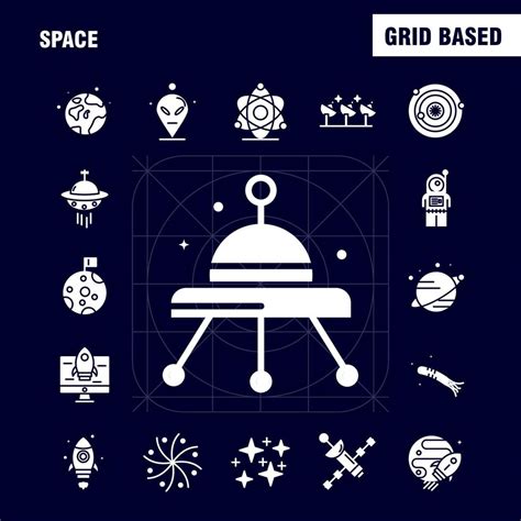 Conjunto De Iconos De Glifo Sólido Espacial Para Infografías Kit Uxui