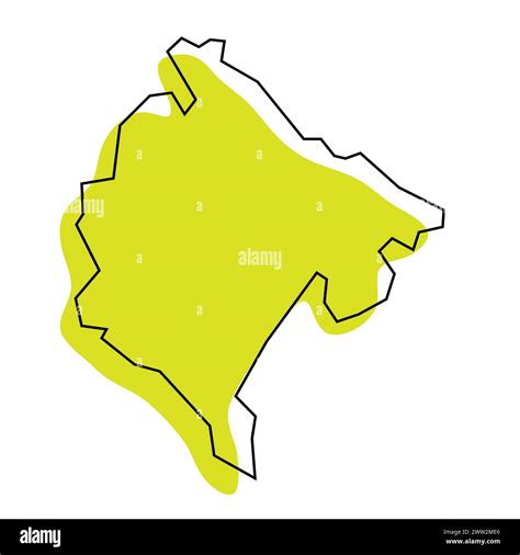 Montenegro Country Simplified Map Green Silhouette With Thin Black