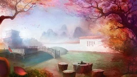 古风清新风景 清新古风ppt背景 大山谷图库