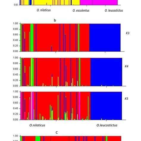 bayesian structure analysis showing the clustering of oreochromis