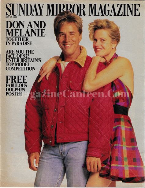 Sunday Mirror Magazine Don Johnson And Melanie Griffith Magazine Canteen