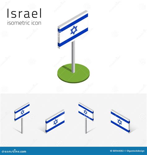 Israel Flag Vector Set Of 3D Isometric Icons Stock Vector
