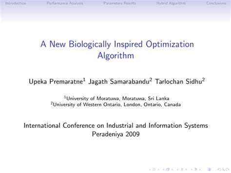 Pdf Presentation Slides For A New Biologically Inspired Optimization Algorithm