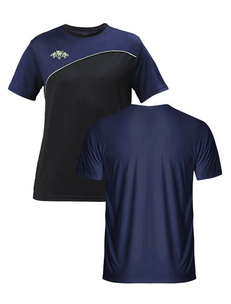 Buy Customised Navy Blue And Black Colourblocked Cotton T Shirt From