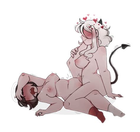 Rule 34 Angel Azazel Helltaker Black Hair Blush Breasts Demon Girl