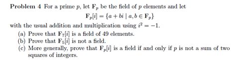 Solved For A Prime P Let F P Be The Field Of P Elements And