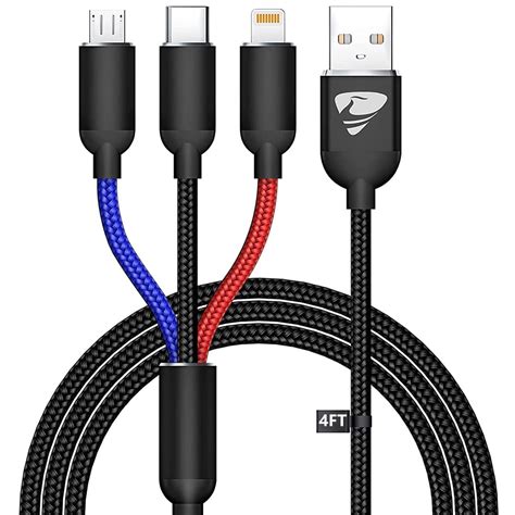 Multi Charging Cable 4ft 3 In 1 Charging Cable Nylon Braided Multi