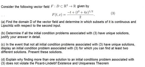 Solved Consider The Following Vector Field F DR R Given By Chegg