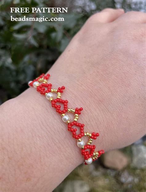 Free Pattern Video For Bracelet Red Hearts Beads Magic
