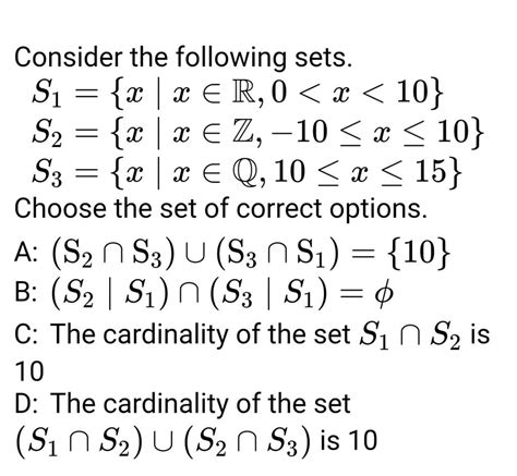 Consider The Following Setss1 X∣x∈r0